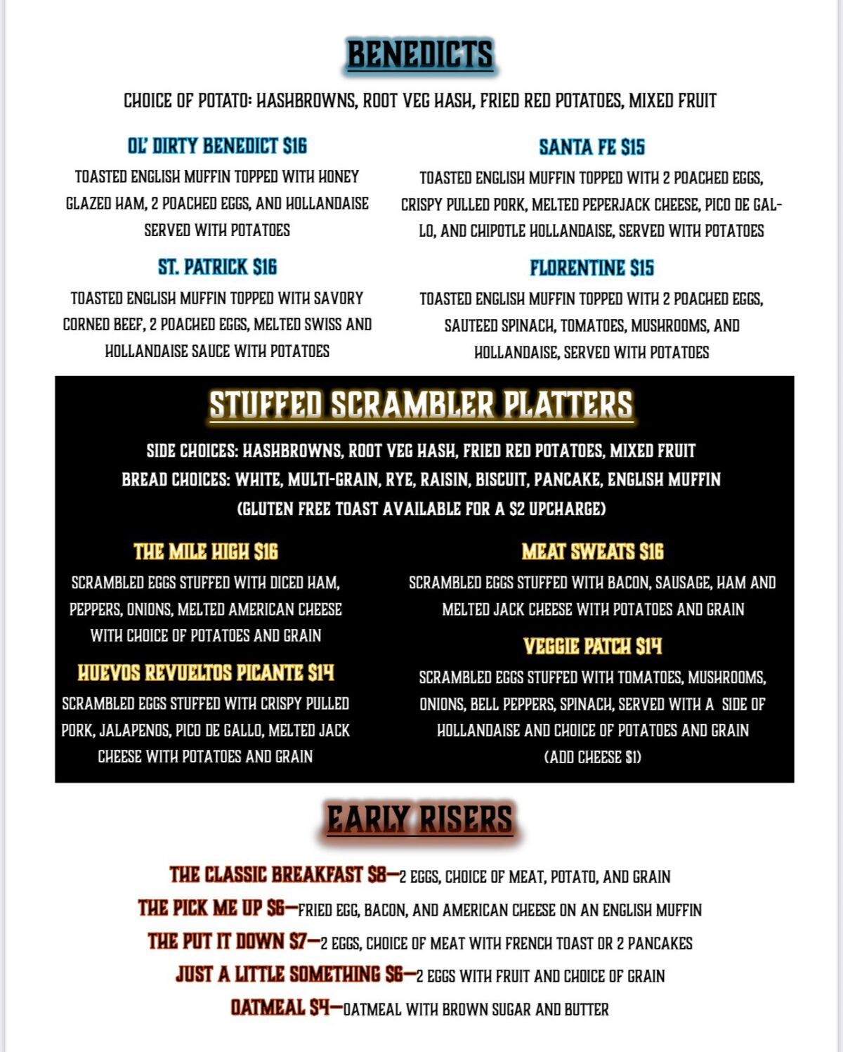 Menu – The Early Bird – Allenton Breakfast, Brunch and Lunch